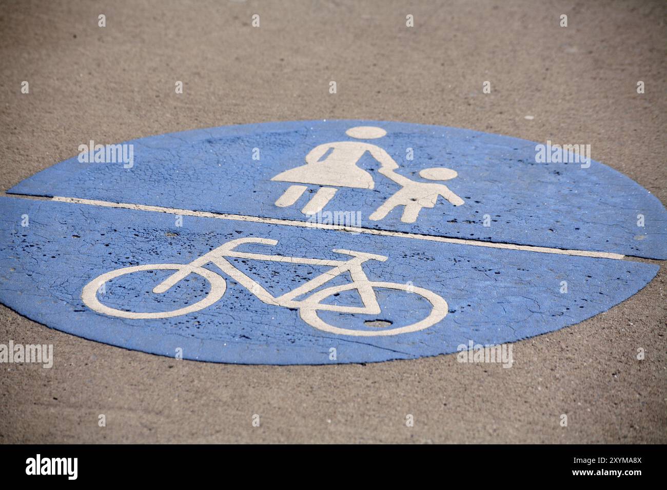 Marking on a combined cycle and pedestrian path Stock Photo - Alamy