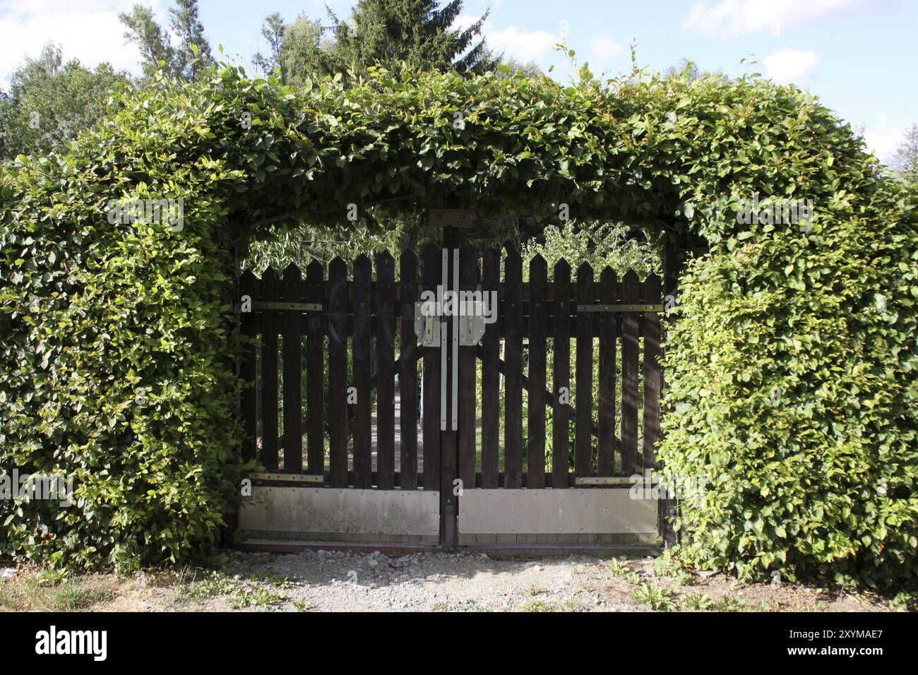 Gate to an allotment garden Stock Photo - Alamy