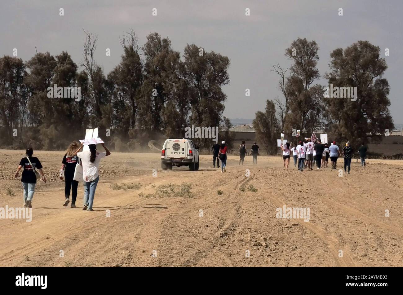 NIRIM, ISRAEL - AUGUST 29: Relatives of Israeli hostages who were ...