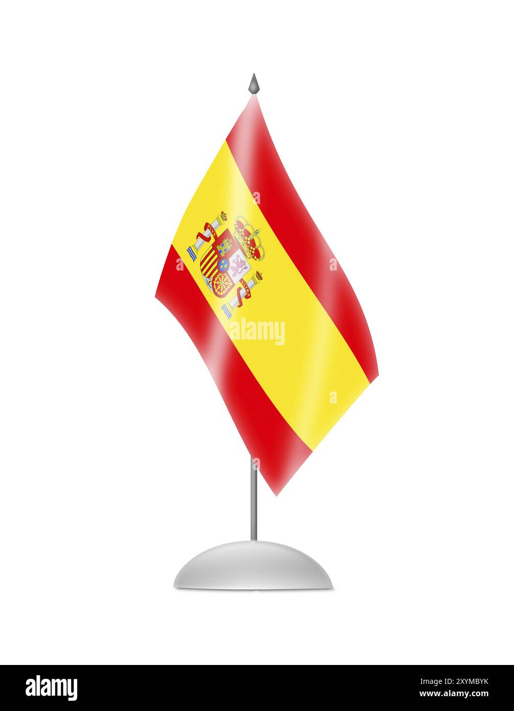 The Spanish flag. Table Flag. Isolated on white Stock Photo - Alamy