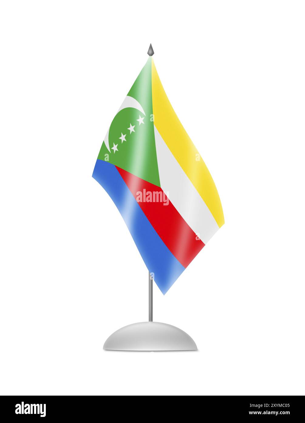 The Comoros flag. Table Flag. Isolated on white Stock Photo - Alamy