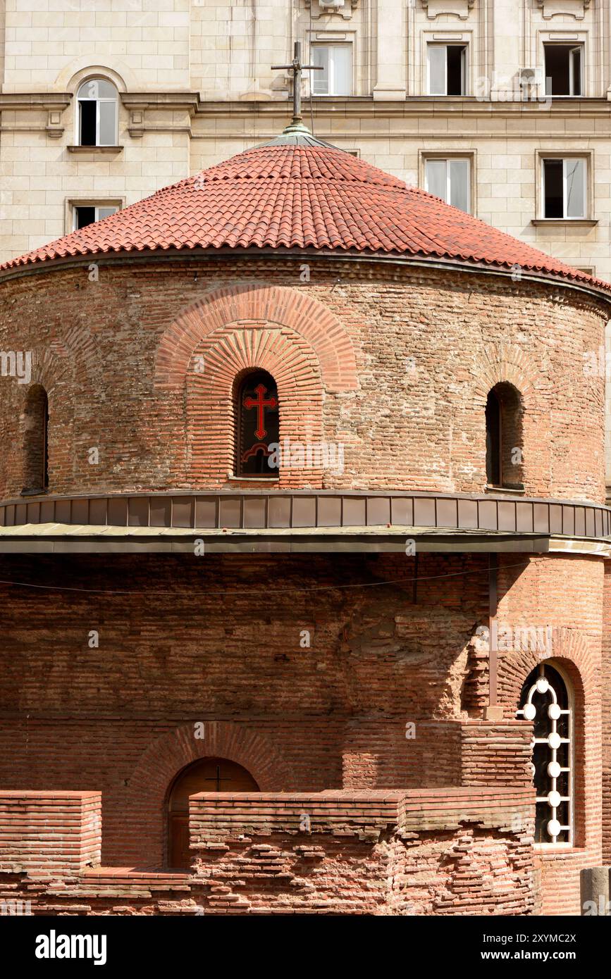 Architectural detail of St. George Church or Rotunda build in the 3rd century as the oldest ...