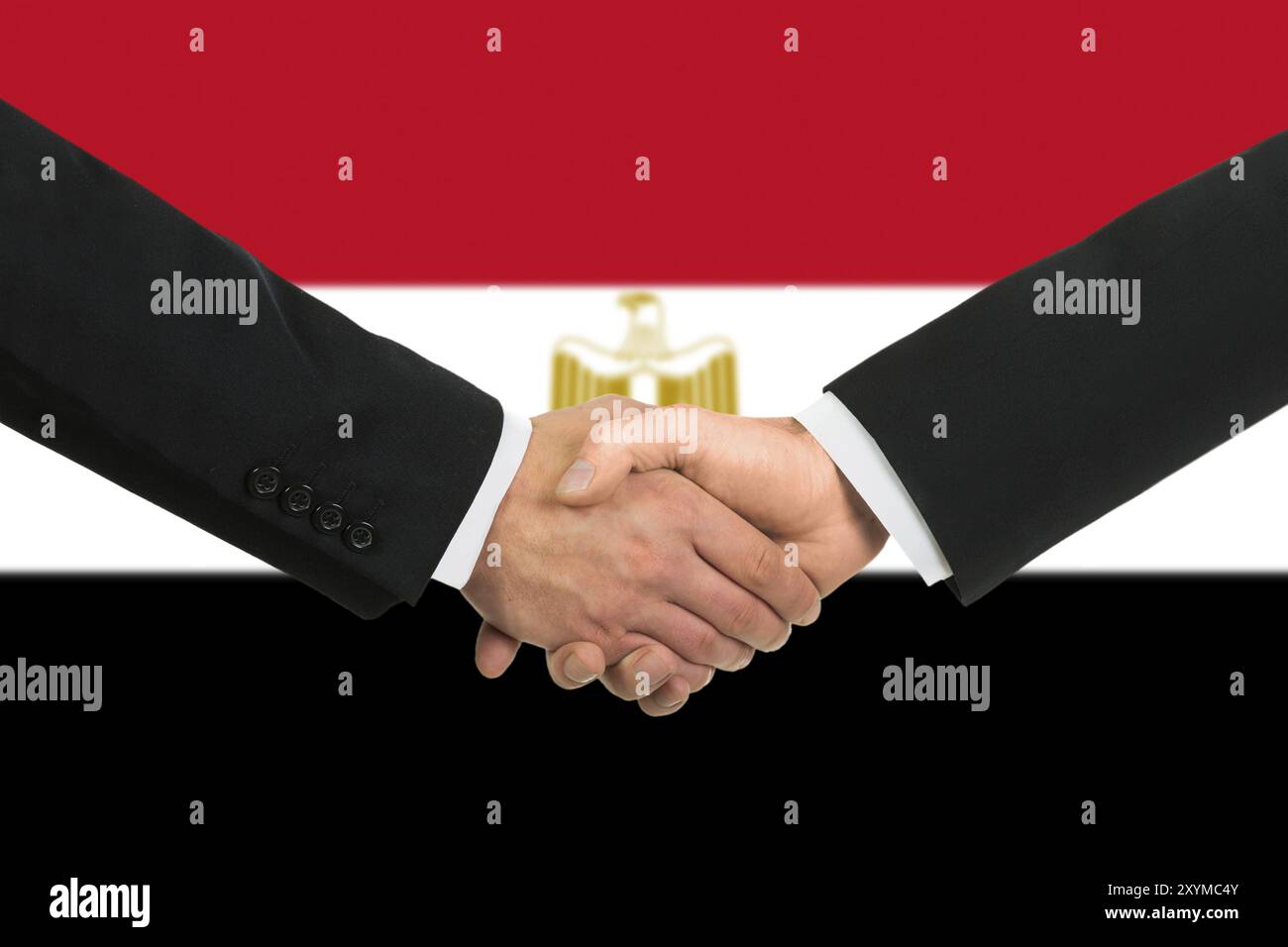 The Egyptian flag and business handshake Stock Photo - Alamy