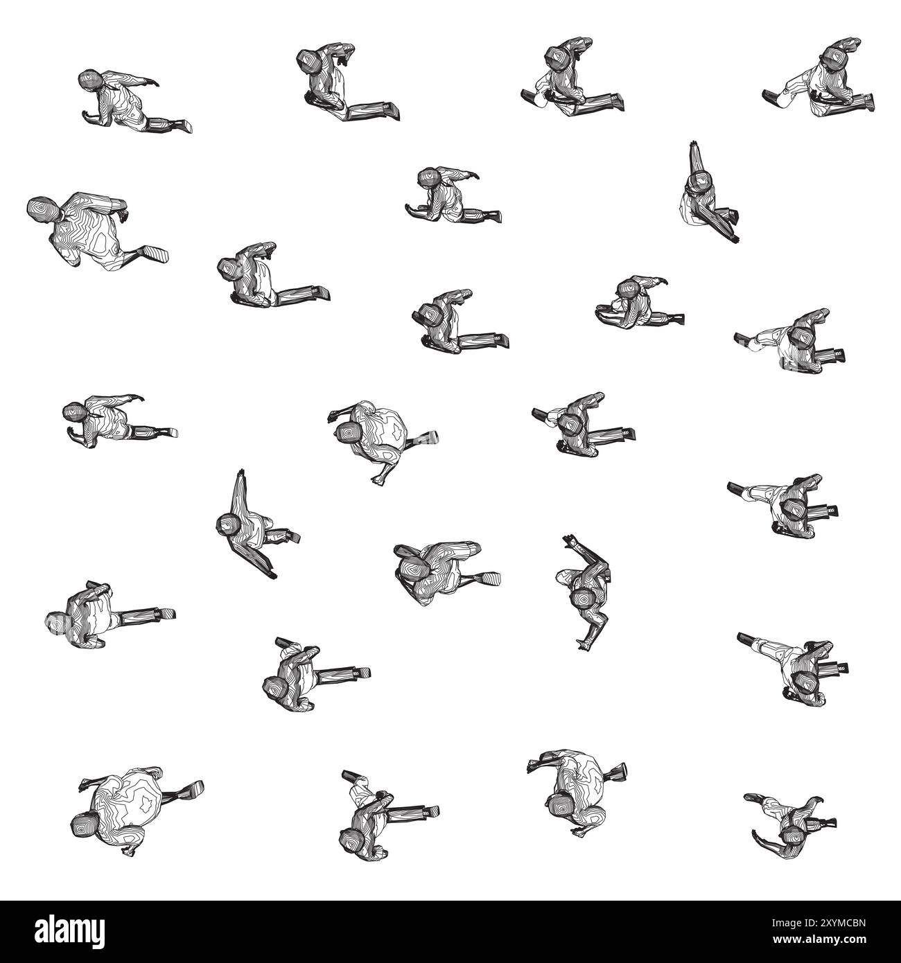 Outline of running people from black lines isolated on white background ...