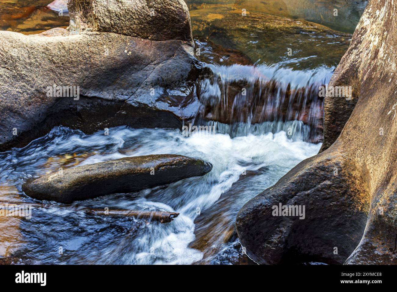 Small river and waterfall with water flowing between the rocks, Minas ...