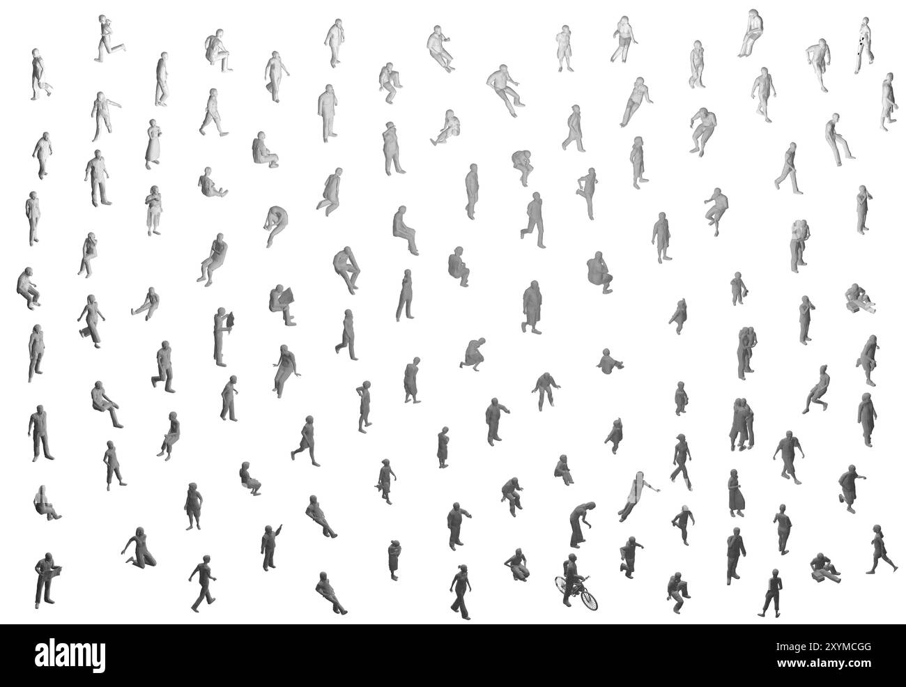 Set with people polygonal in different positions isolated on white ...