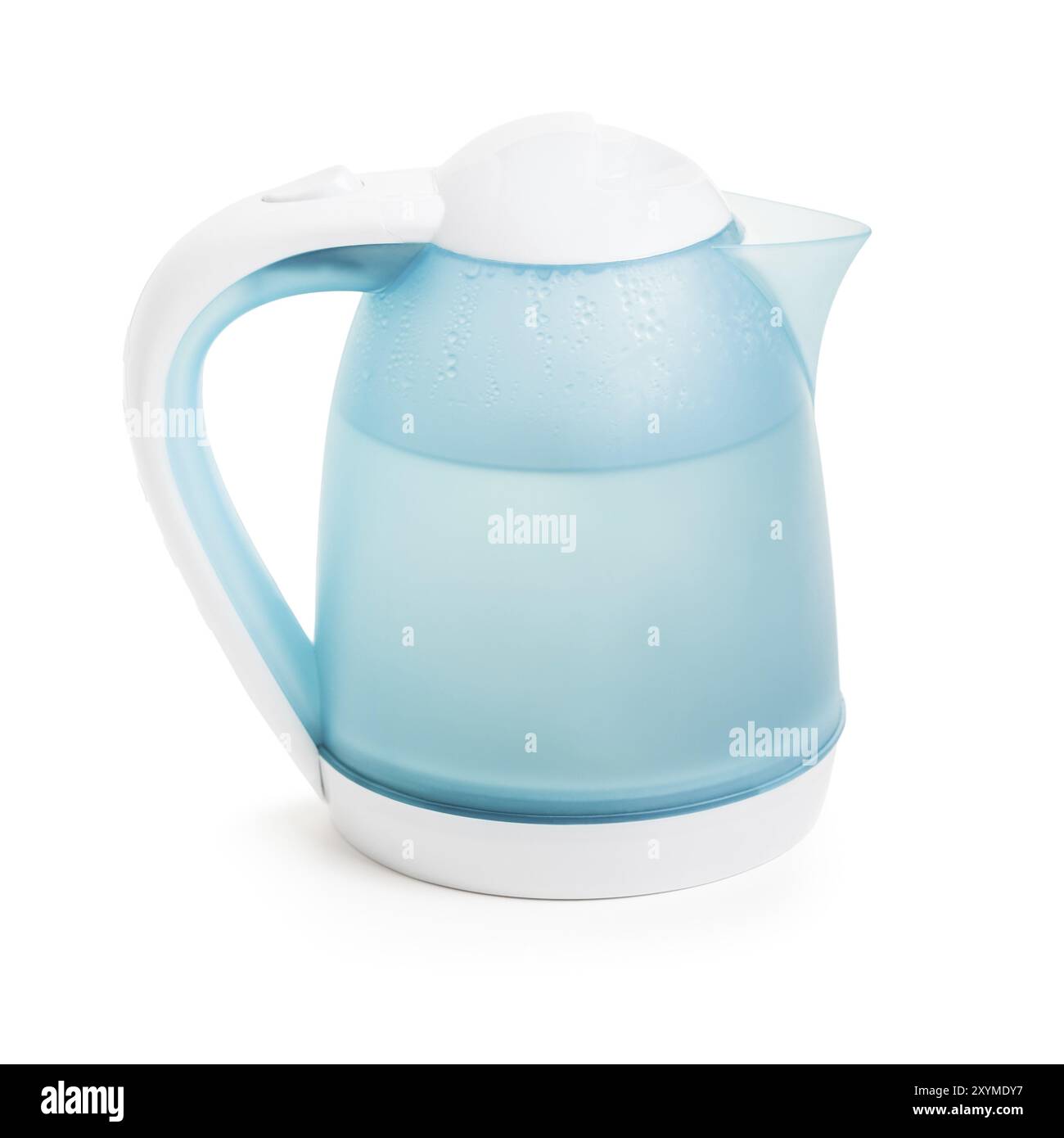 Hot boiling water in domestic kitchen electric kettle teapot white ...