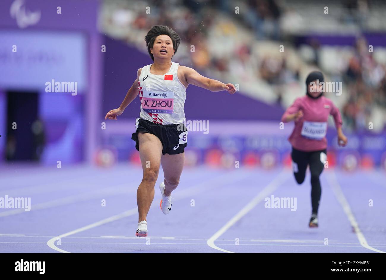 August 30 2024: Xia Zhou of People's Republic of China in action in Women's 100m - T35 Final ...