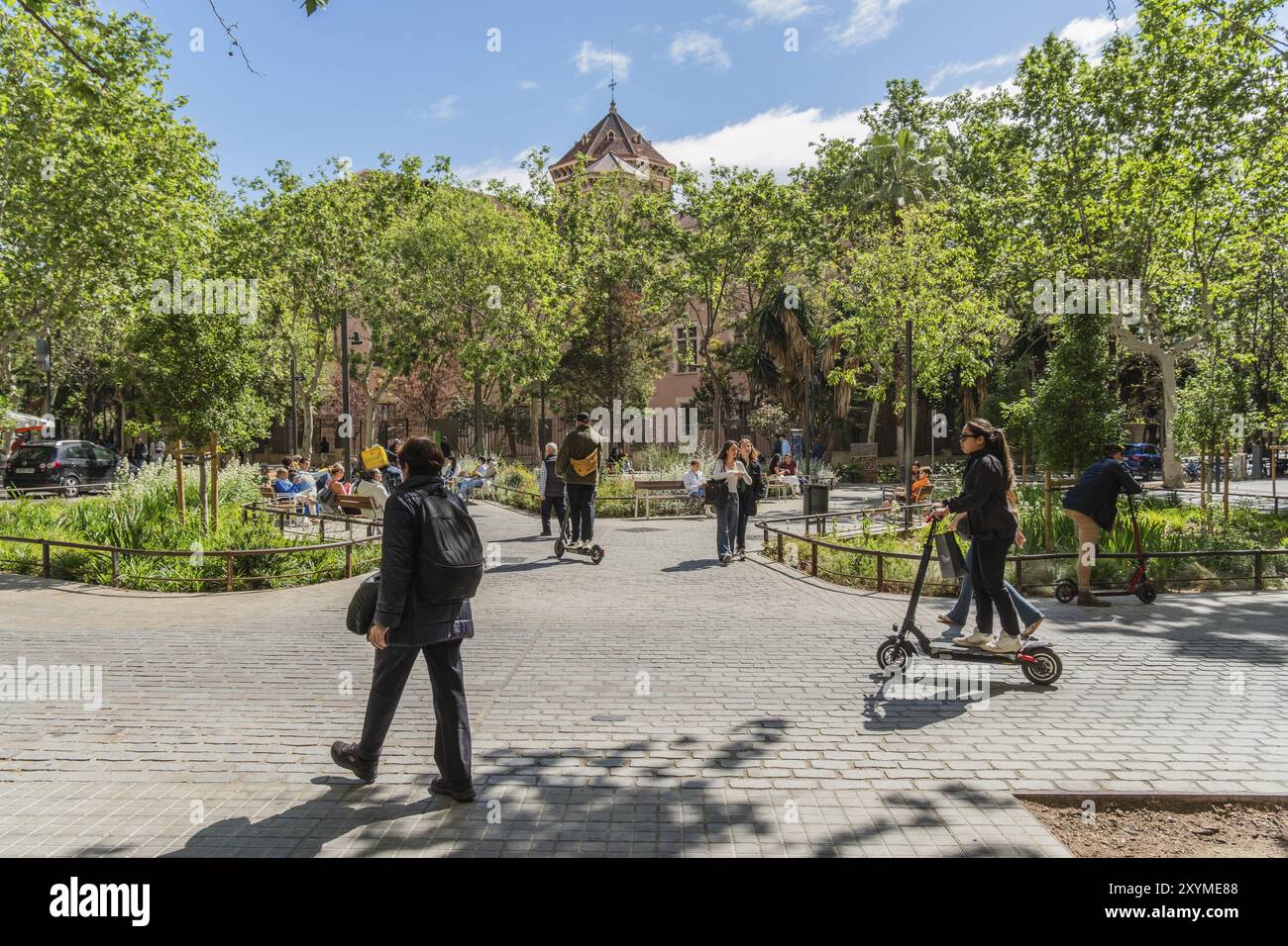 The Eixample superblock, car-free and pedestrianised area in the centre ...
