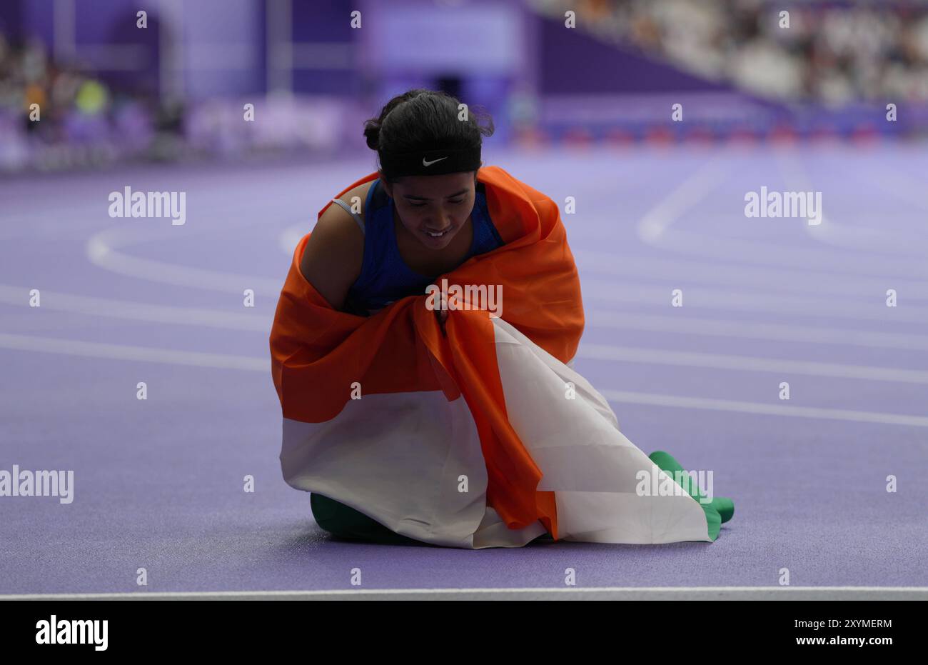 August 30 2024: Preethi Pal of India celebrates winning bronze in Women ...