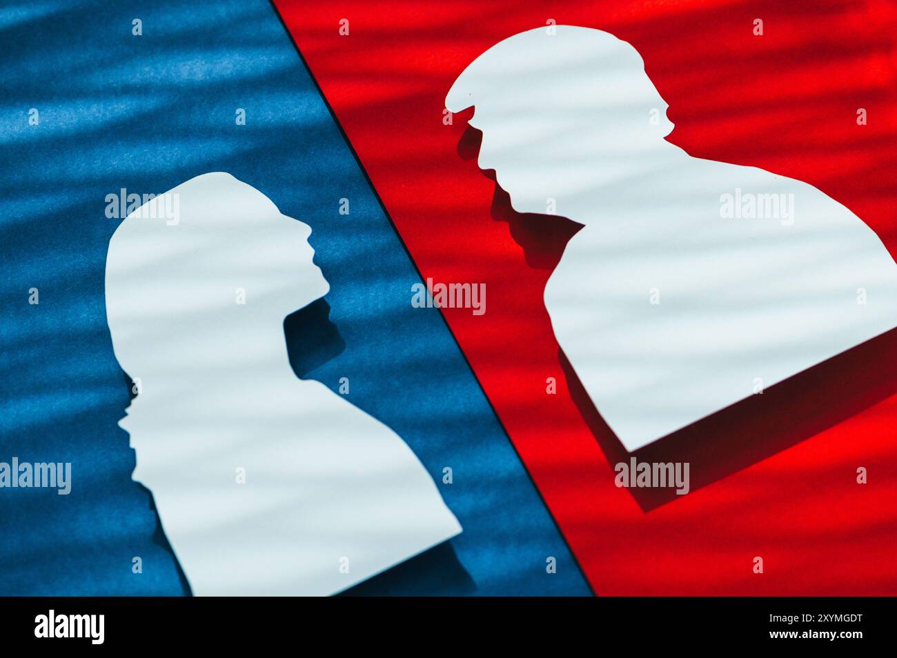 NEW YORK, USA, 30 AUGUST, 2024: Kamala Harris and Donald Trump papercut ...
