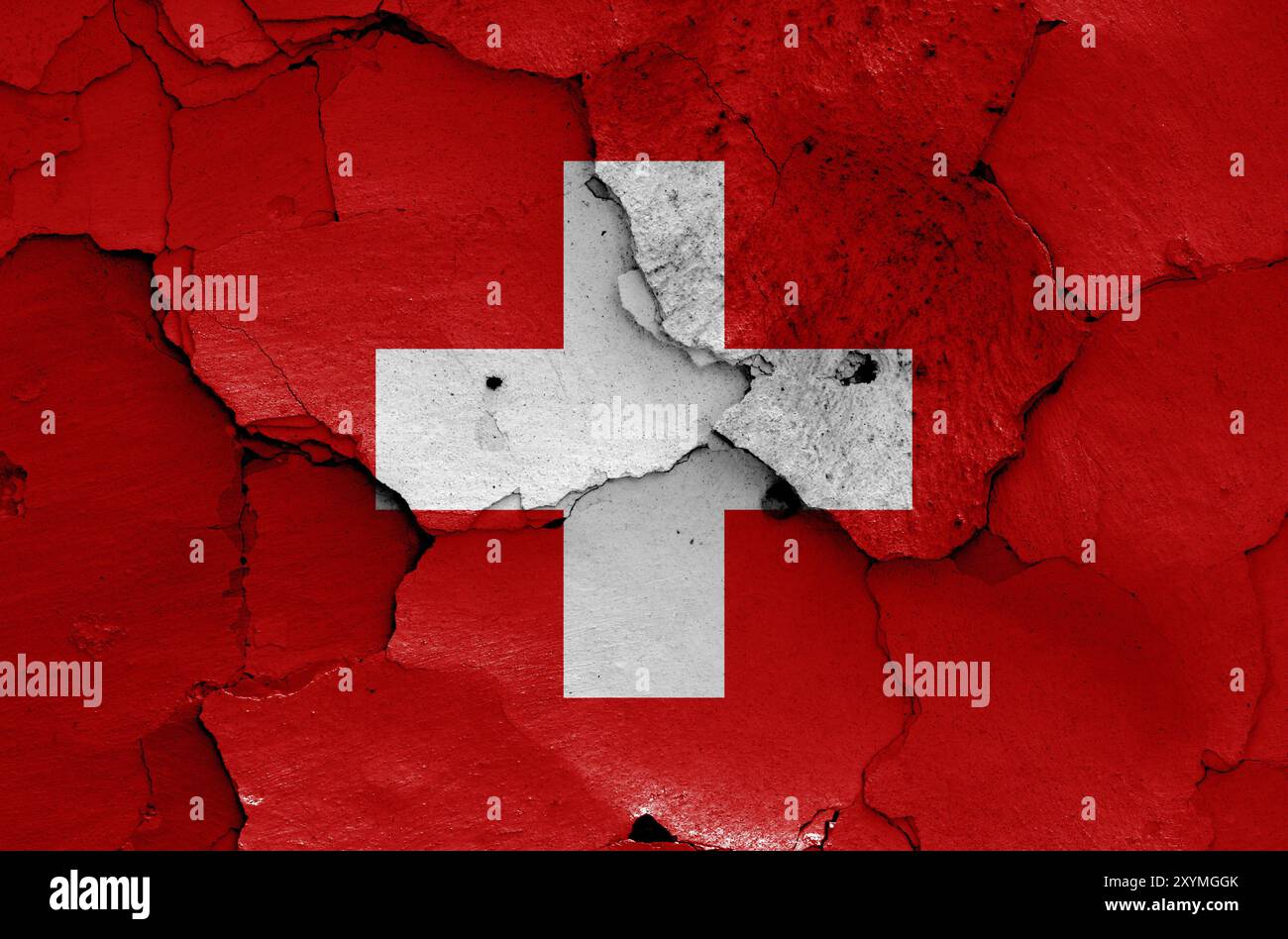 Flag of Switzerland painted on cracked wall Stock Photo - Alamy