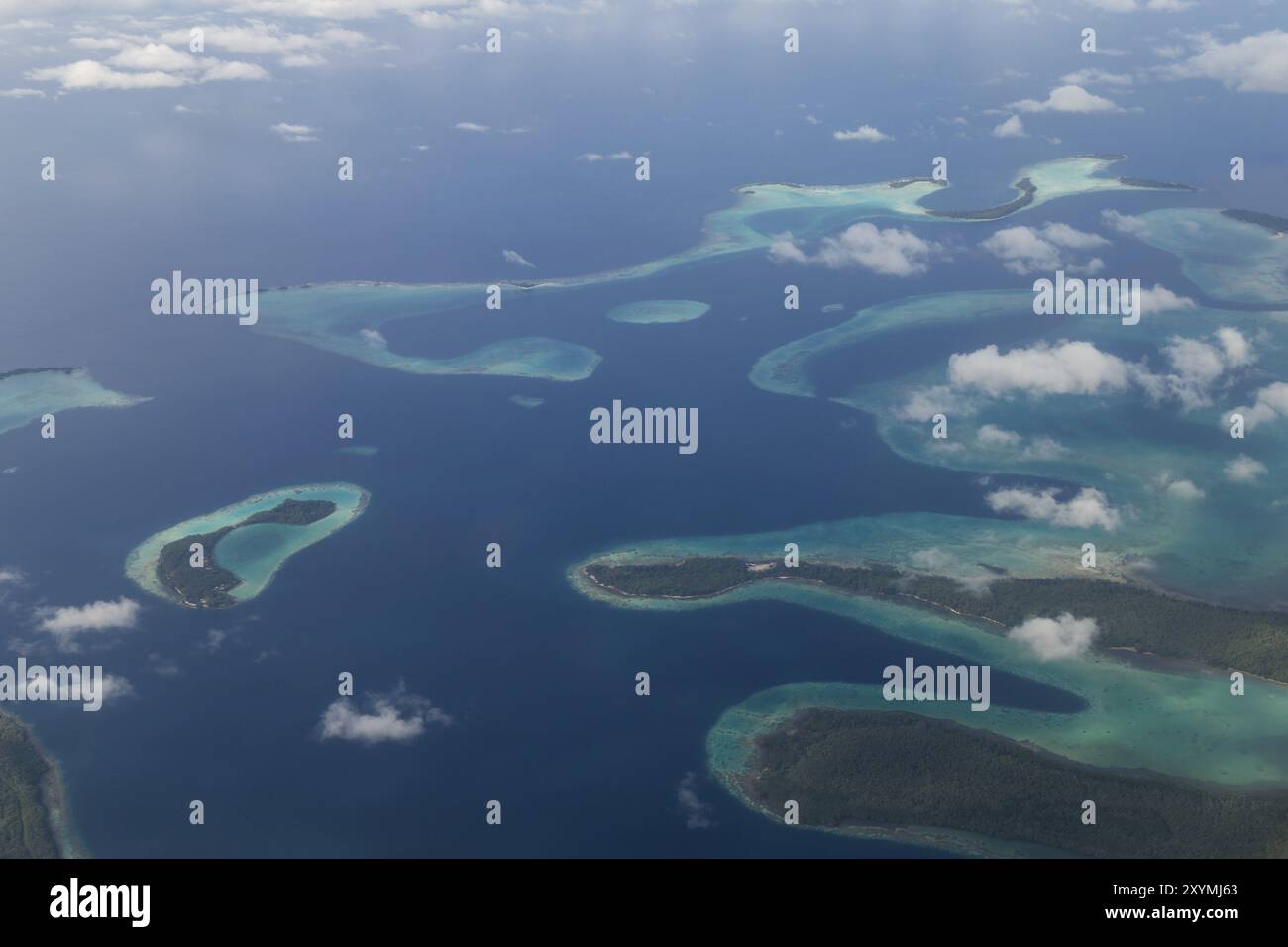 Aerial view photograph of small islands in the Solomon Islands Stock ...