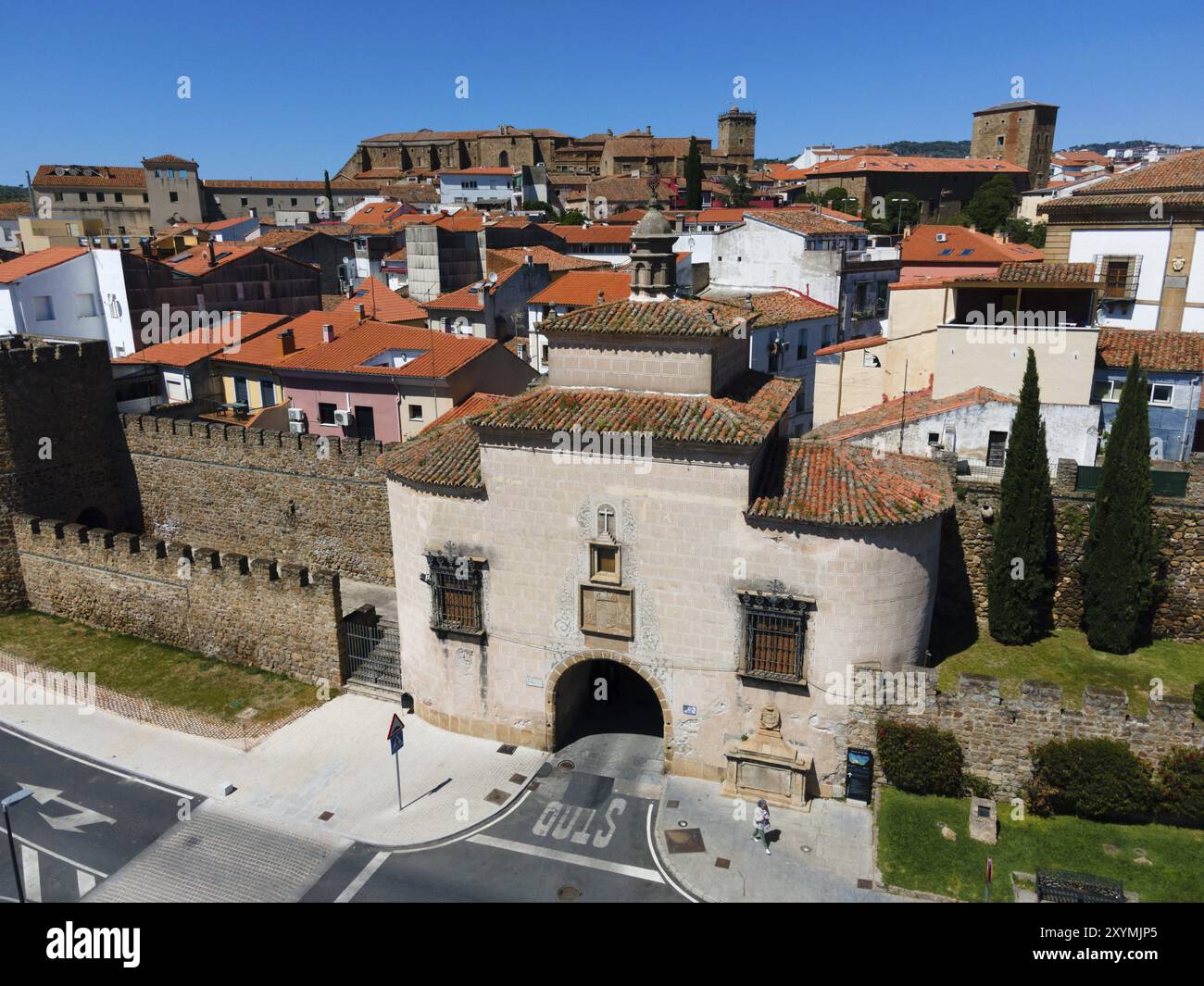 Historic city with a fortified entrance gate and a well-preserved city ...