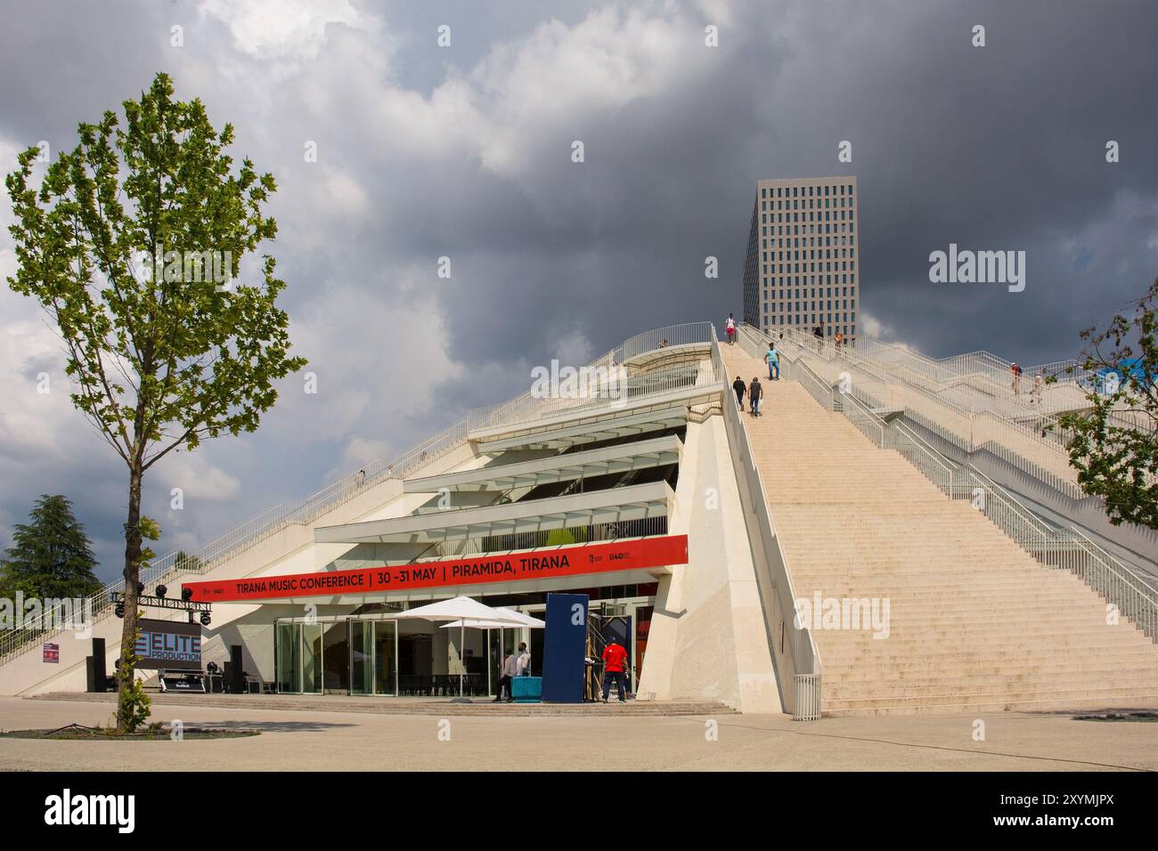 Tirana,Albania-May 30 2024.The Pyramid of Tirana.Built as museum to ...