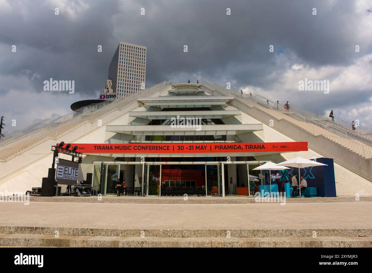Tirana,Albania-May 30 2024.The Pyramid of Tirana.Built as museum to ...