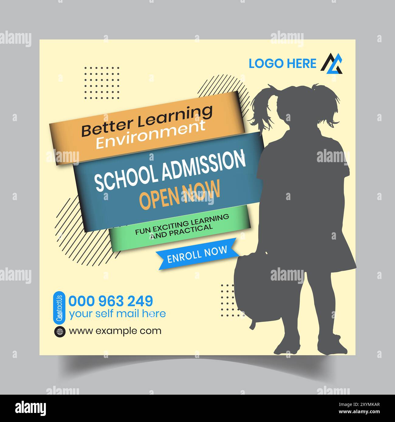 Creative School Admission Social Media Post Banner Design Stock Vector ...