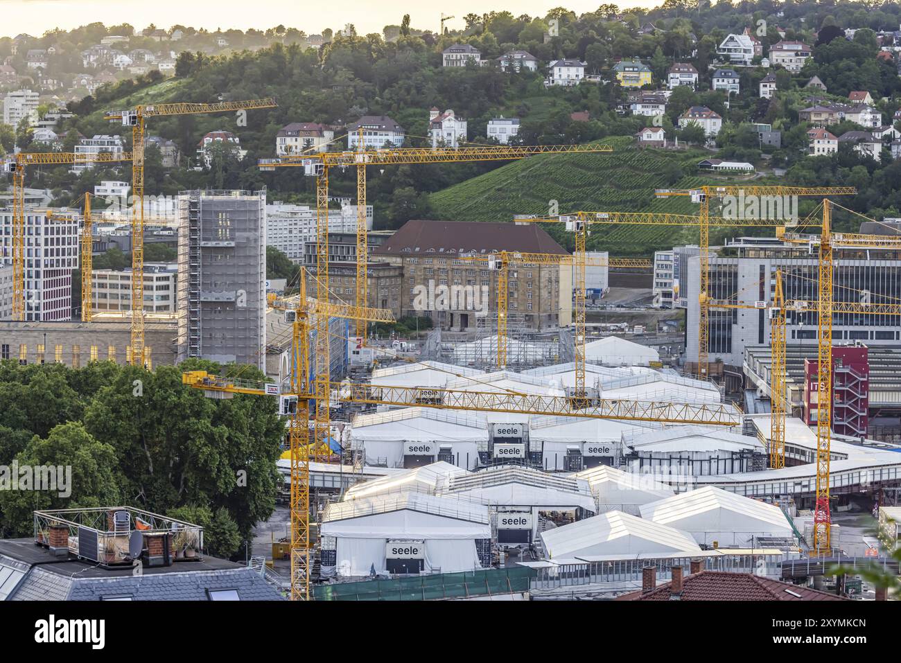 Construction site with crane for the Stuttgart 21 project, a new main ...