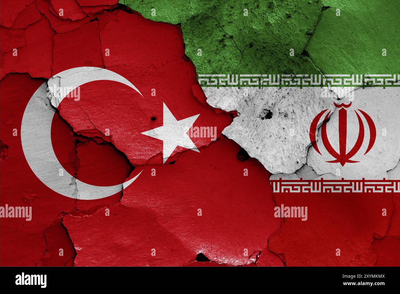 Flags of Turkey and Iran Stock Photo - Alamy