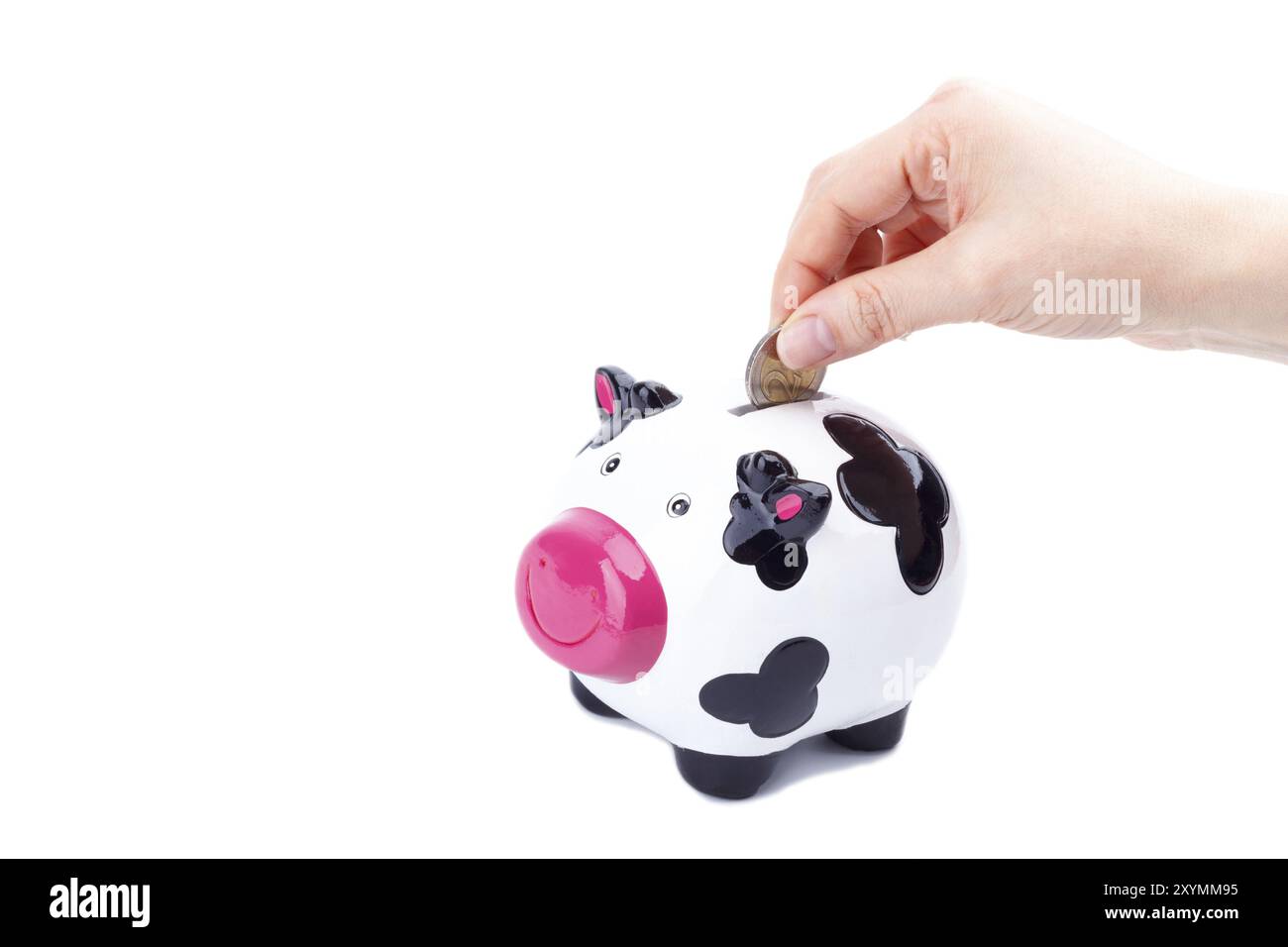 Woman putting coins in hi-res stock photography and images - Alamy