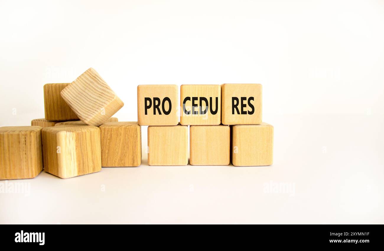 Procedures symbol. Concept word Procedures on beautiful wooden blocks ...