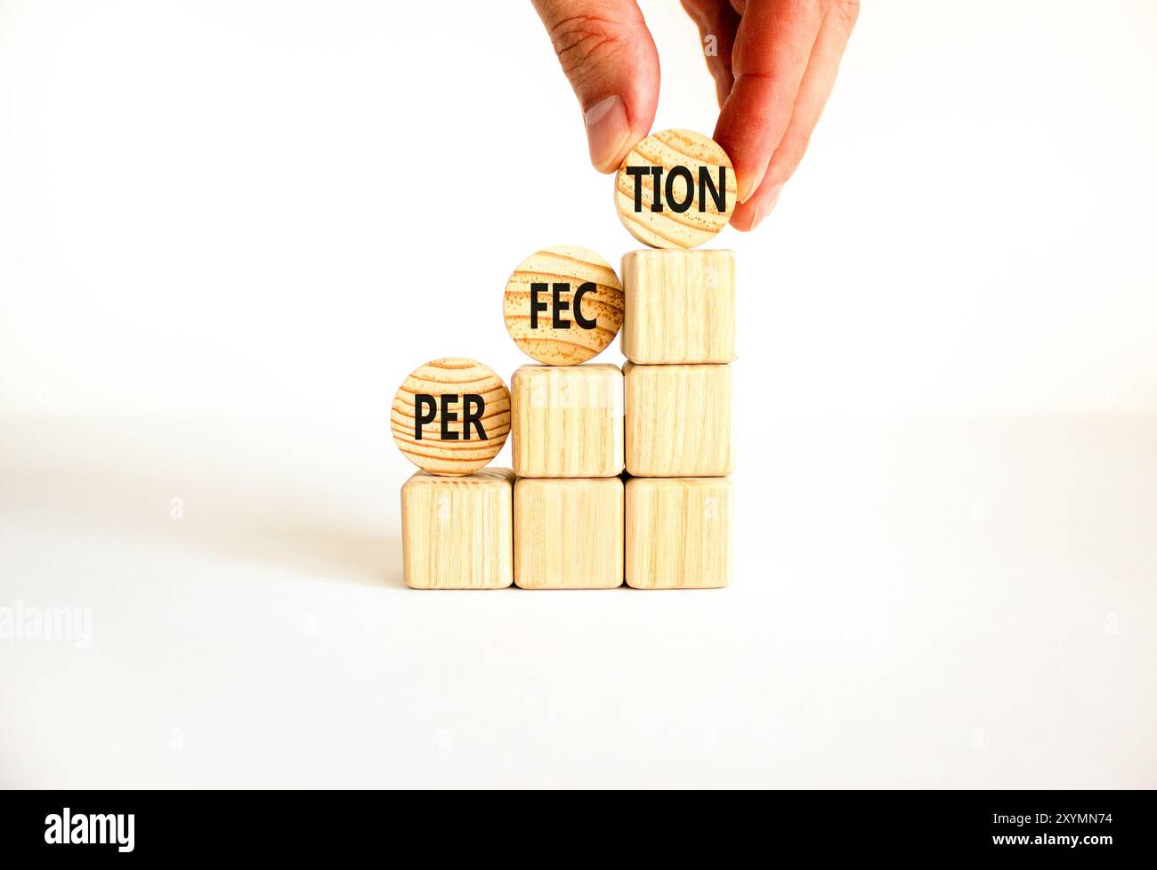 Perfection symbol. Concept word Perfection on beautiful wooden circles ...