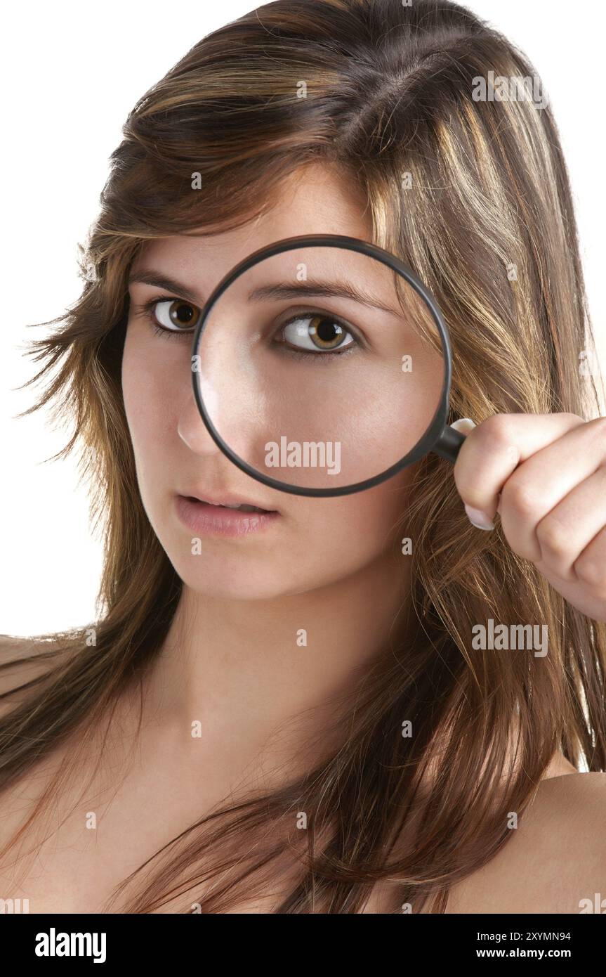 Astonished woman over white background hi-res stock photography and images - Alamy