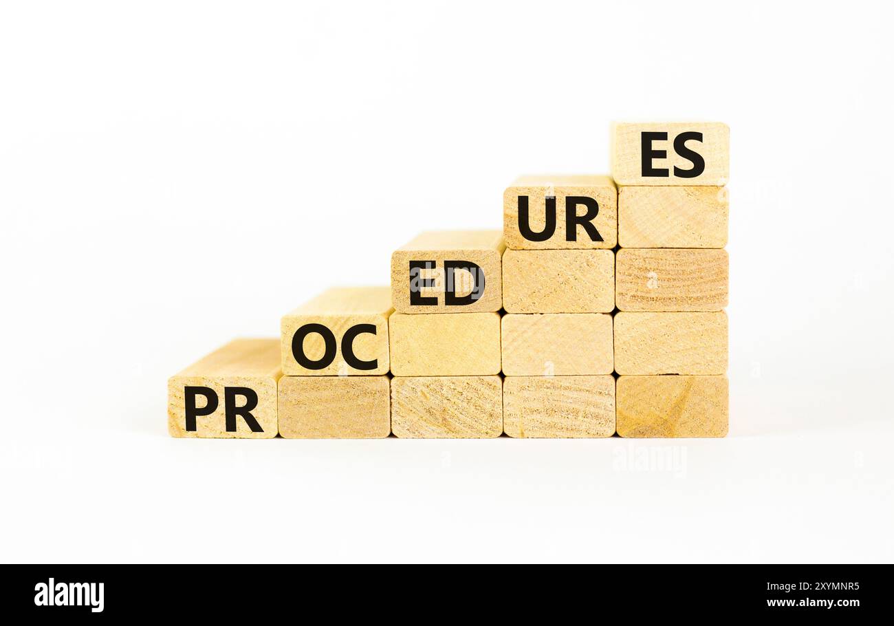 Procedures symbol. Concept word Procedures on beautiful wooden blocks ...