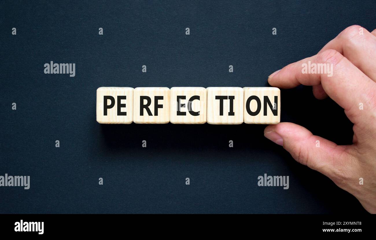 Perfection symbol. Concept word Perfection on beautiful wooden cubes ...