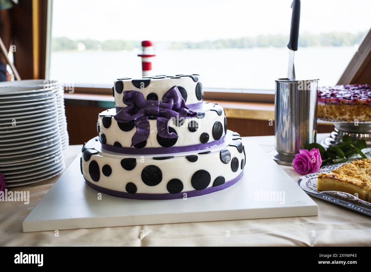 Wedding cake with dalmatian pattern Stock Photo - Alamy