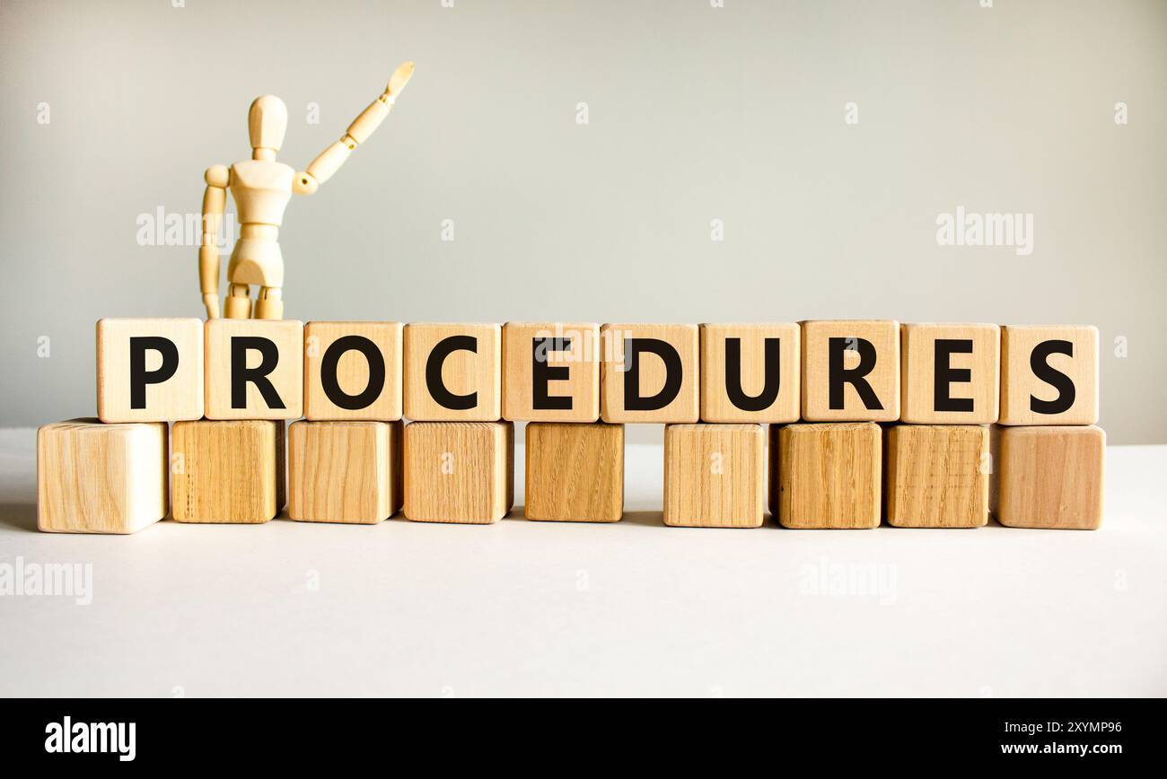 Procedures symbol. Concept word Procedures on beautiful wooden blocks ...