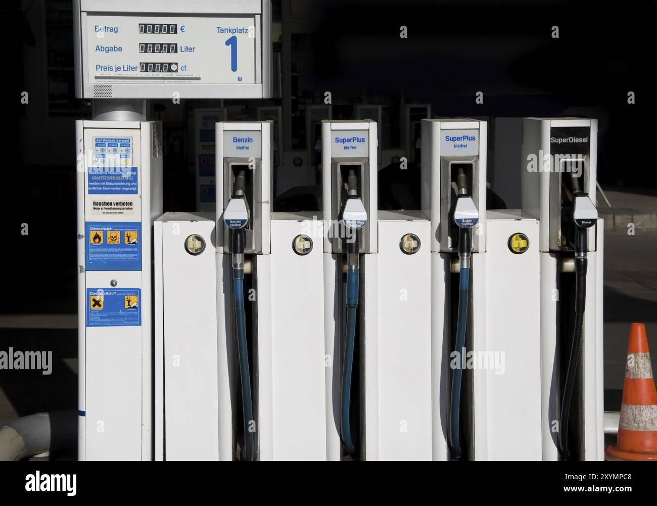 German gas station with fuel pumps Stock Photo - Alamy
