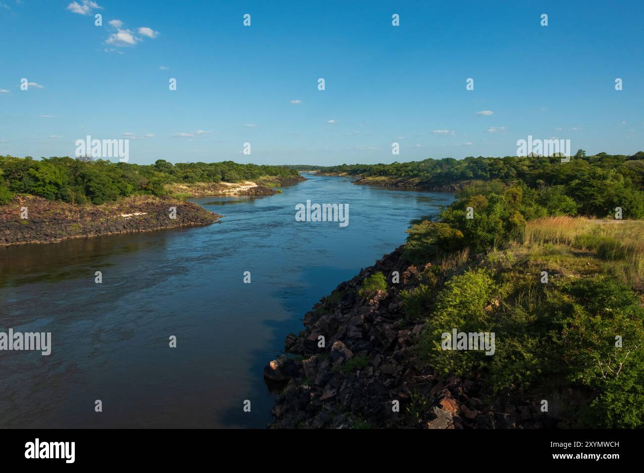 The beautiful Zambezi River in Zambia, during the dry season Stock ...