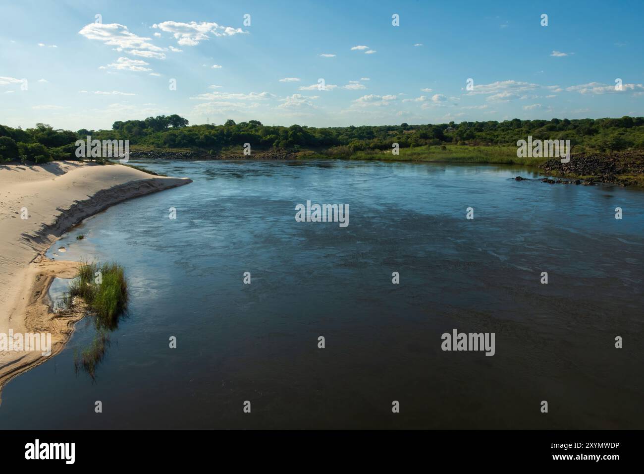 The beautiful Zambezi River in Zambia, during the dry season Stock ...