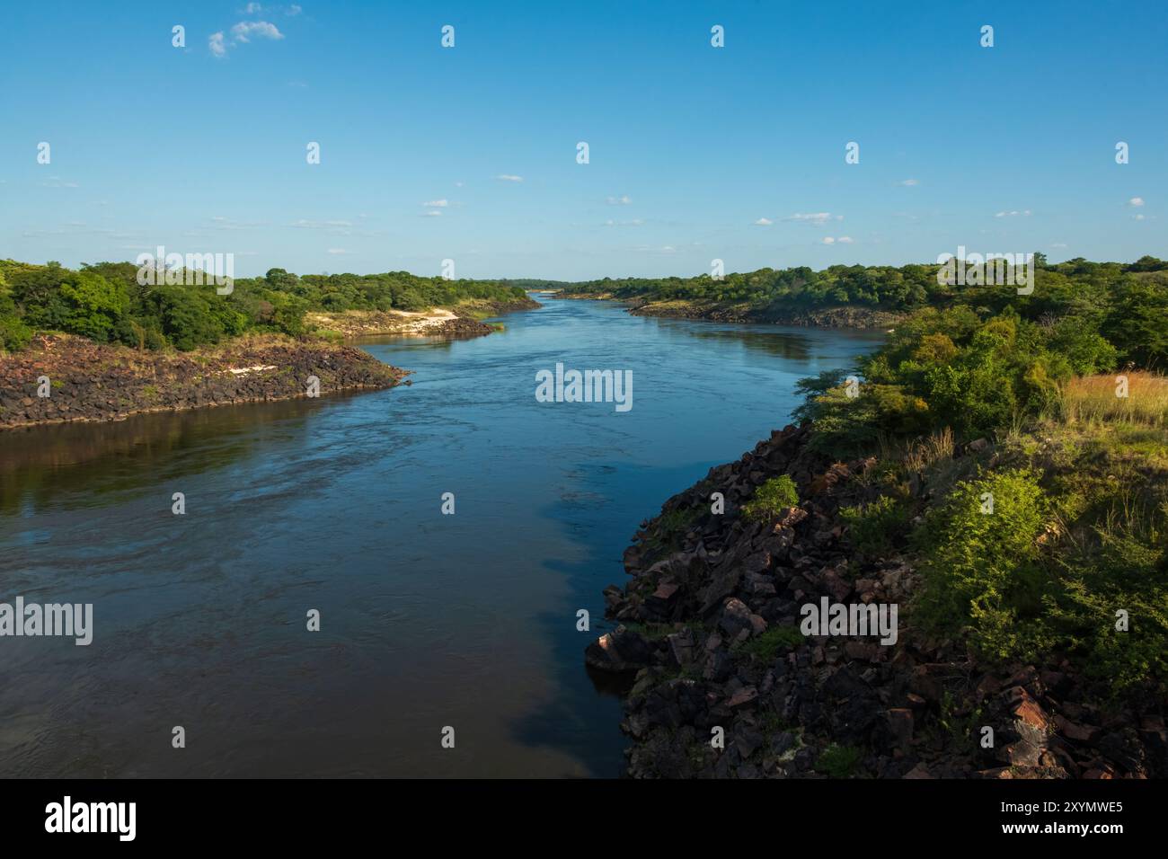 The beautiful Zambezi River in Zambia, during the dry season Stock ...