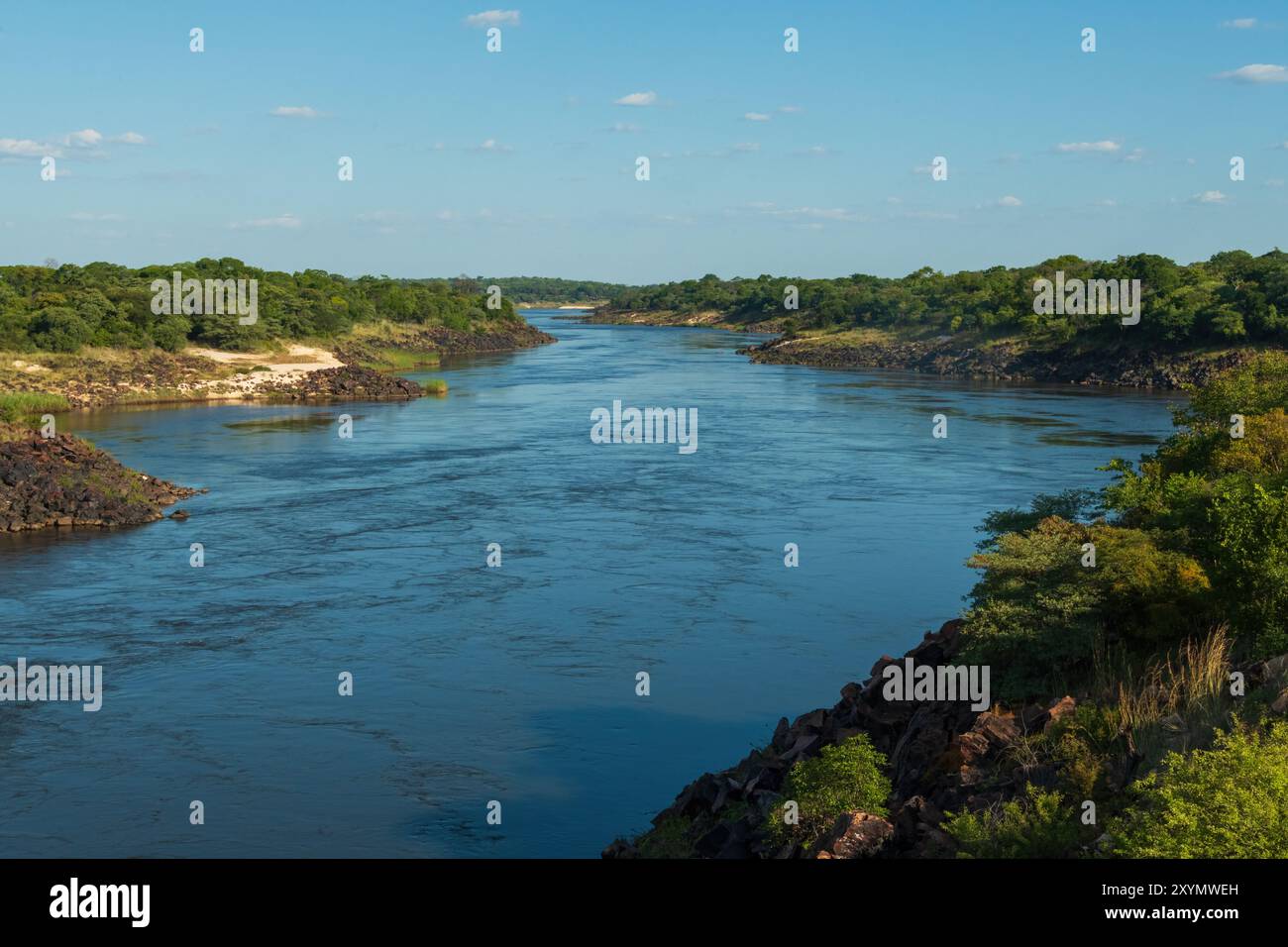 The beautiful Zambezi River in Zambia, during the dry season Stock ...