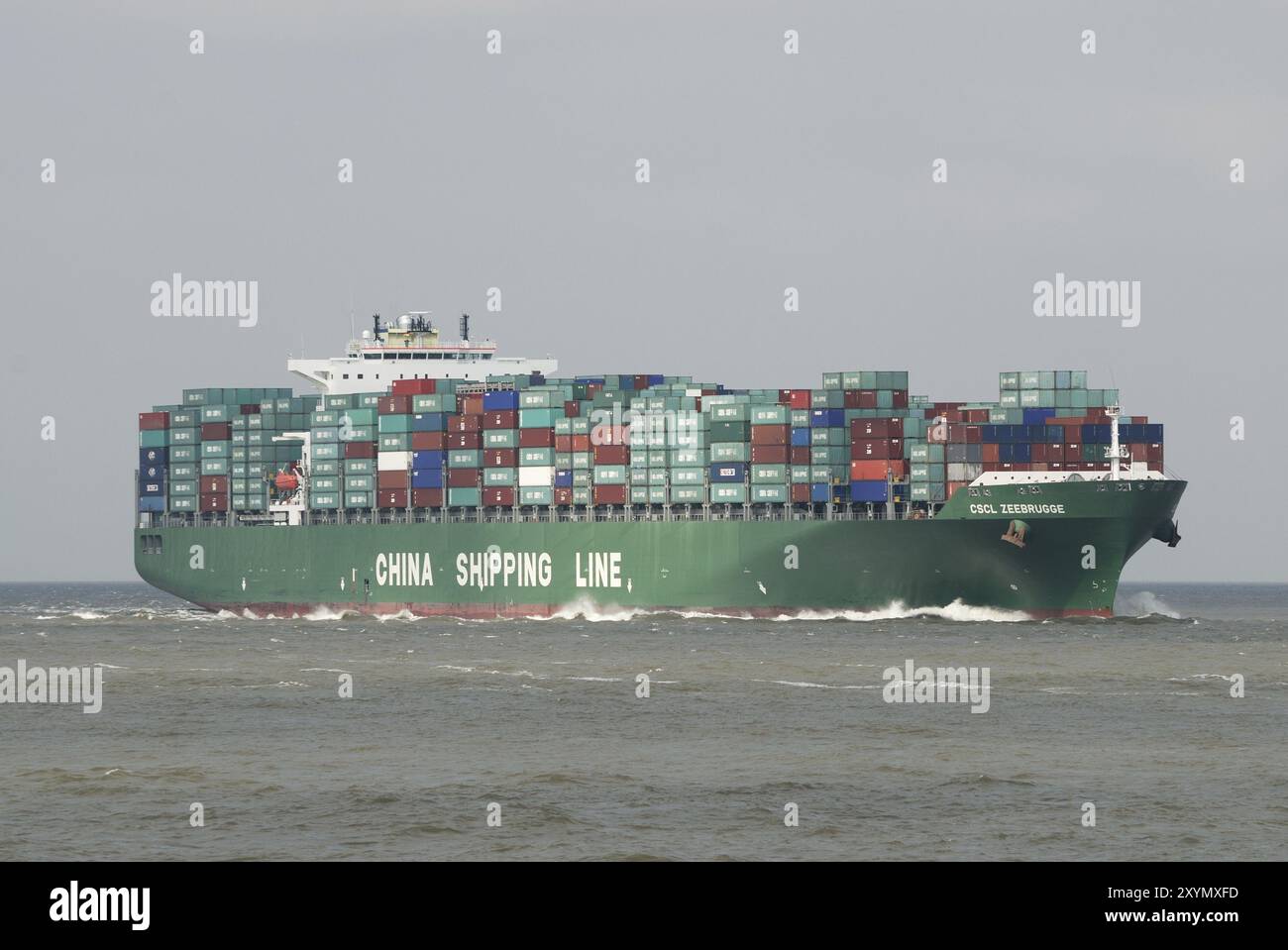 Containership CSCL Zeebrugge inbound on 19.04.2008 off Cuxhaven IMO ...