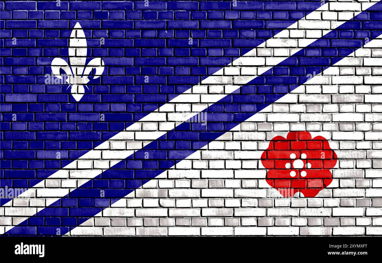 Flag of Franco-Albertans painted on brick wall Stock Photo - Alamy
