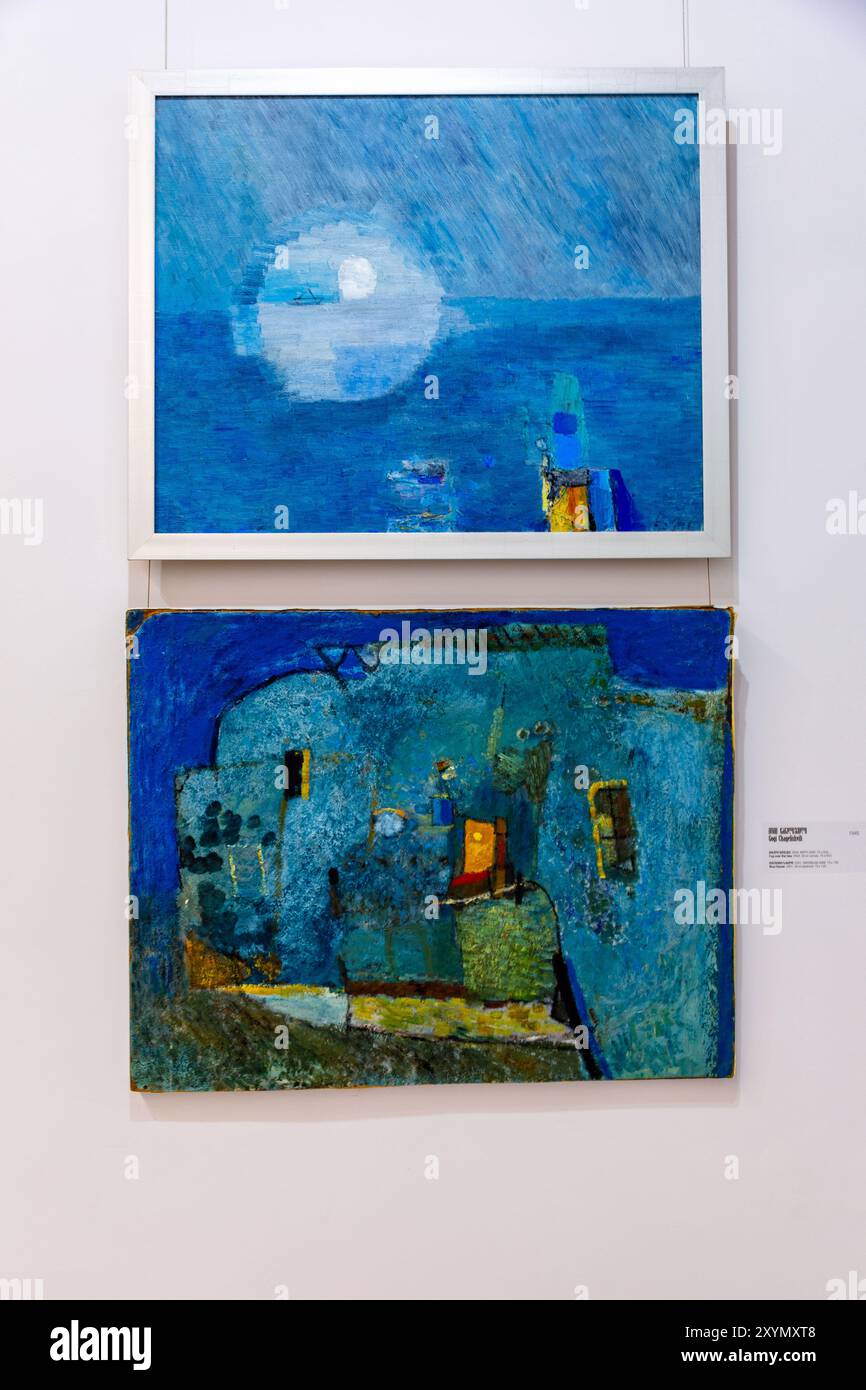 Tbilisi, Georgia - 14 AUG, 2024: Artworks by Georgian artists displayed ...