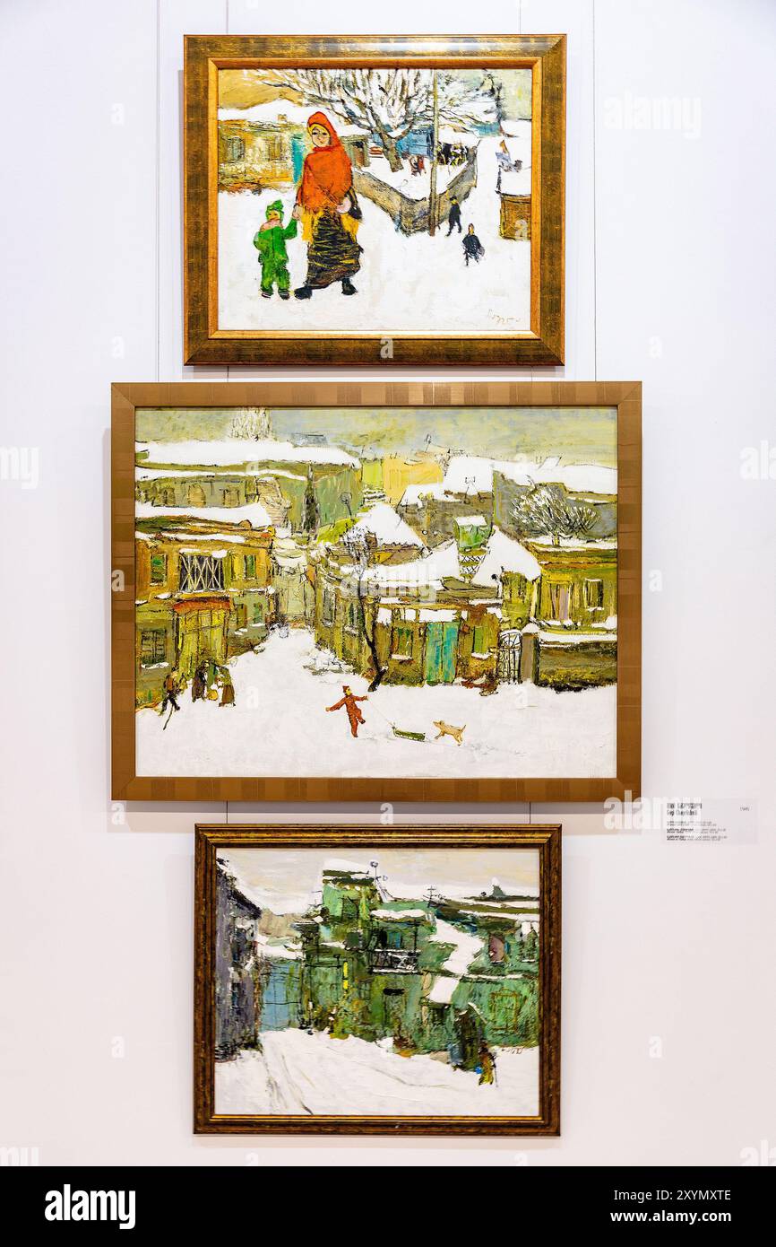 Tbilisi, Georgia - 14 AUG, 2024: Artworks by Georgian artists displayed ...