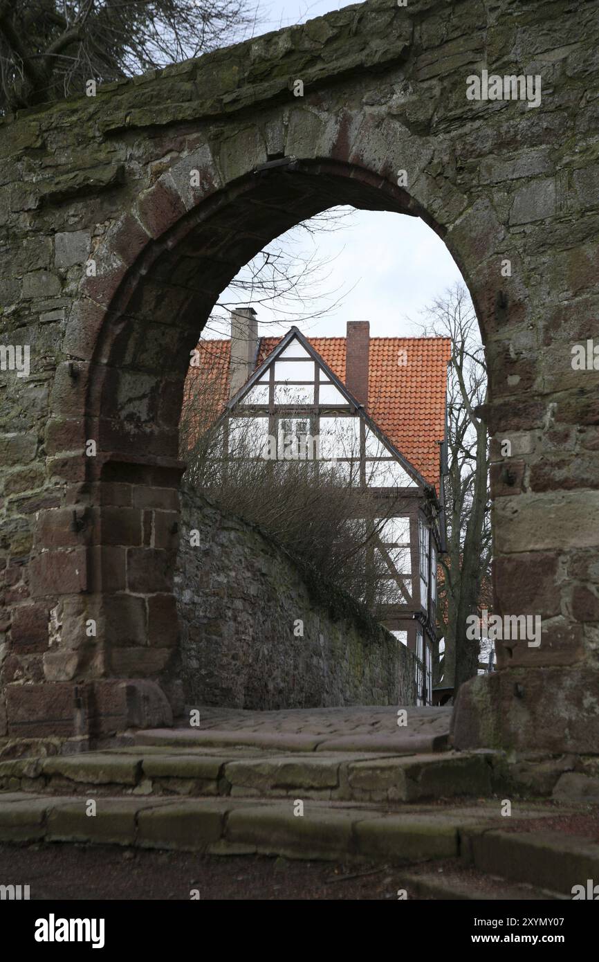 Passageway in the outer wall of Blomberg Castle (Lippe district, North ...