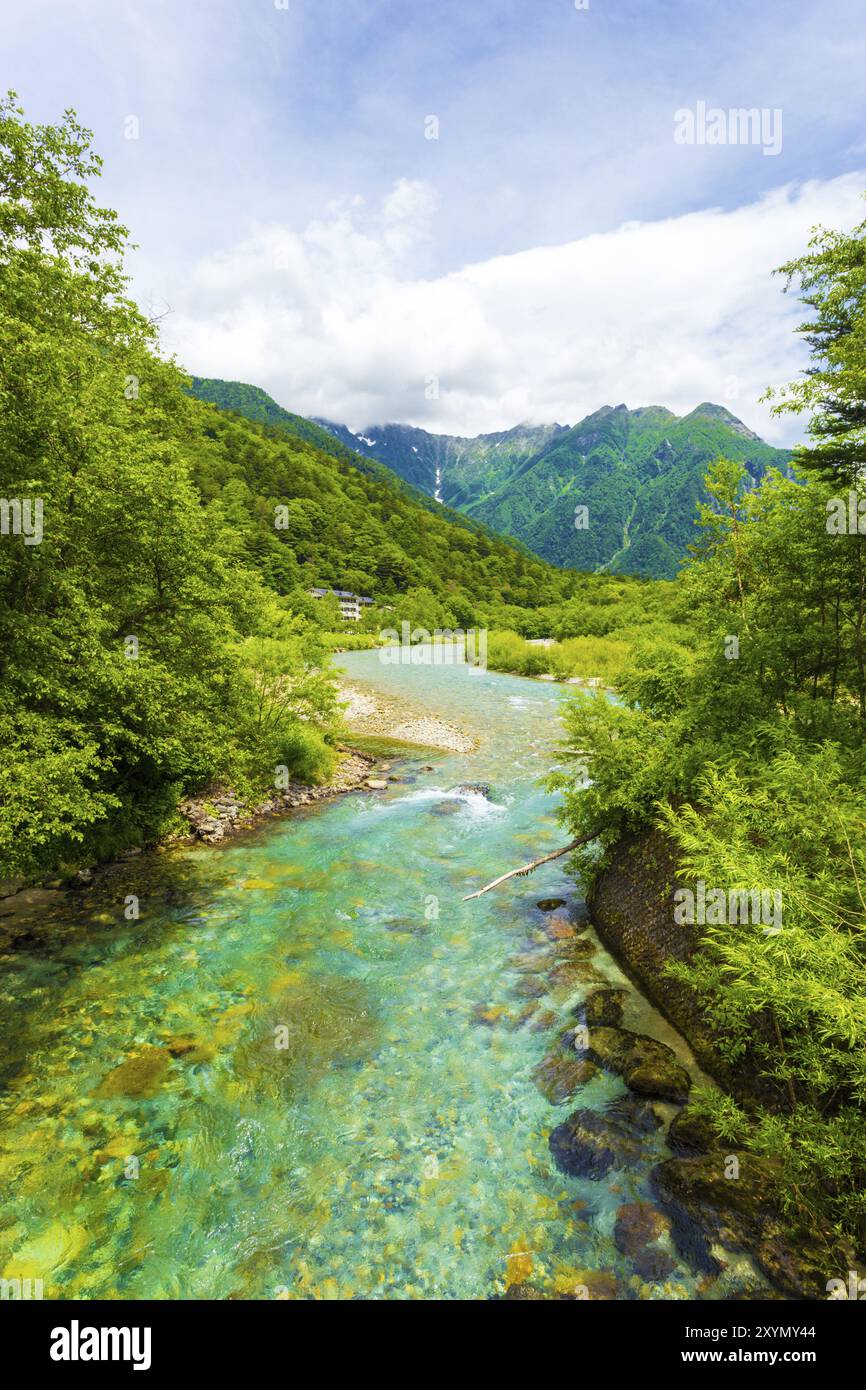 The crystal clear water of the Azusa river winds thru pristine forest ...