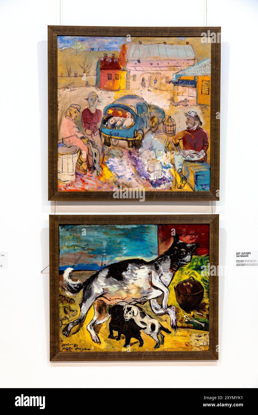 Tbilisi, Georgia - 14 AUG, 2024: Artworks by Georgian artists displayed ...