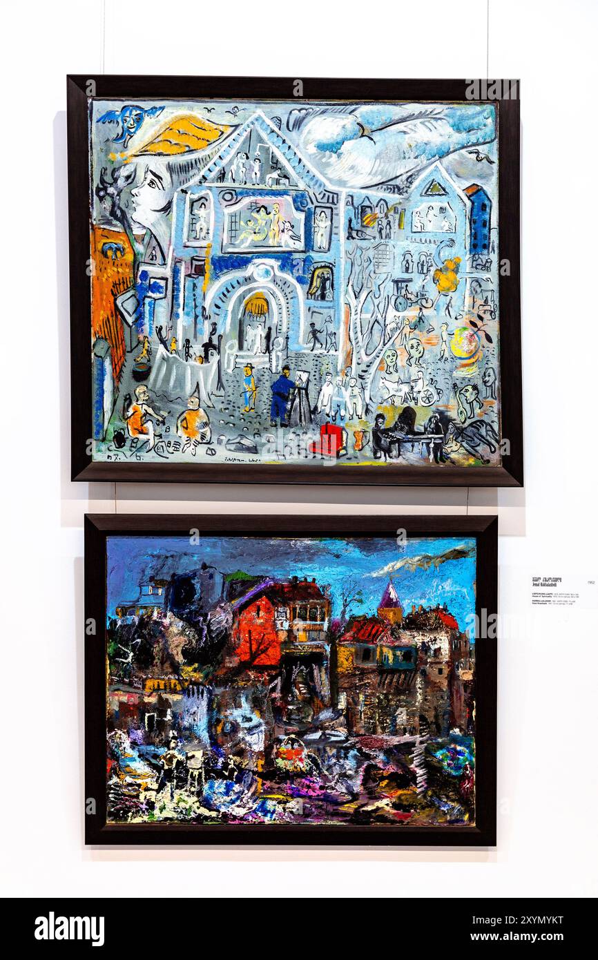 Tbilisi, Georgia - 14 AUG, 2024: Artworks by Georgian artists displayed ...