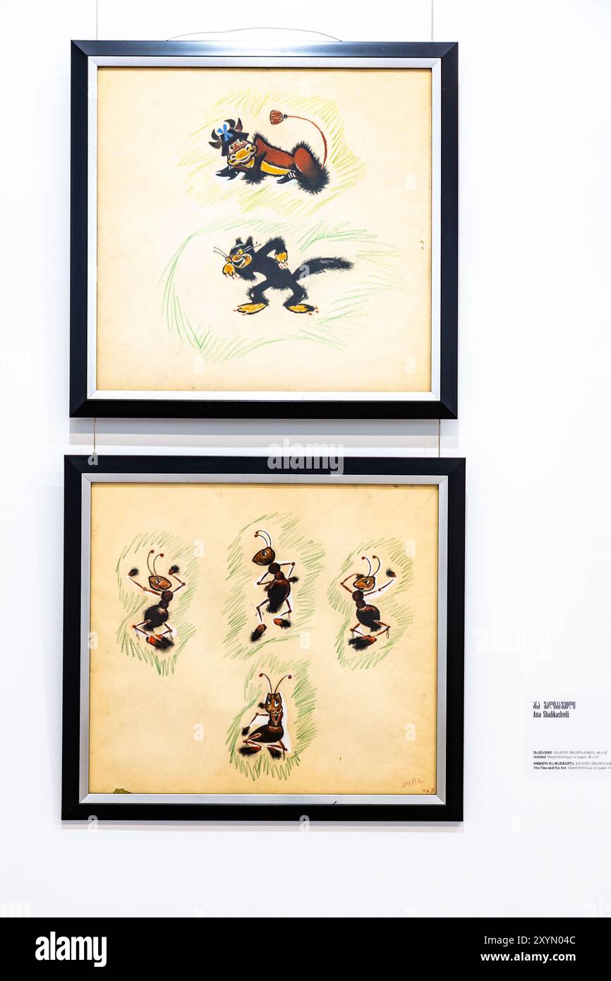 Tbilisi, Georgia - 14 AUG, 2024: Artworks by Georgian artists displayed ...