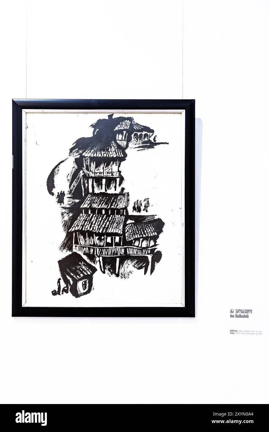 Tbilisi, Georgia - 14 AUG, 2024: Artworks by Georgian artists displayed ...