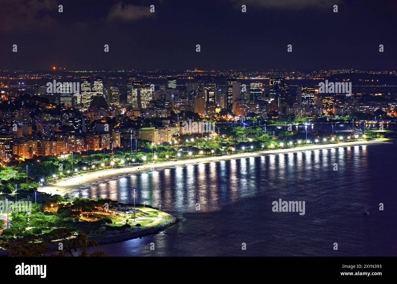 Night view of the top of the Rio de Janeiro downtown with city lights ...