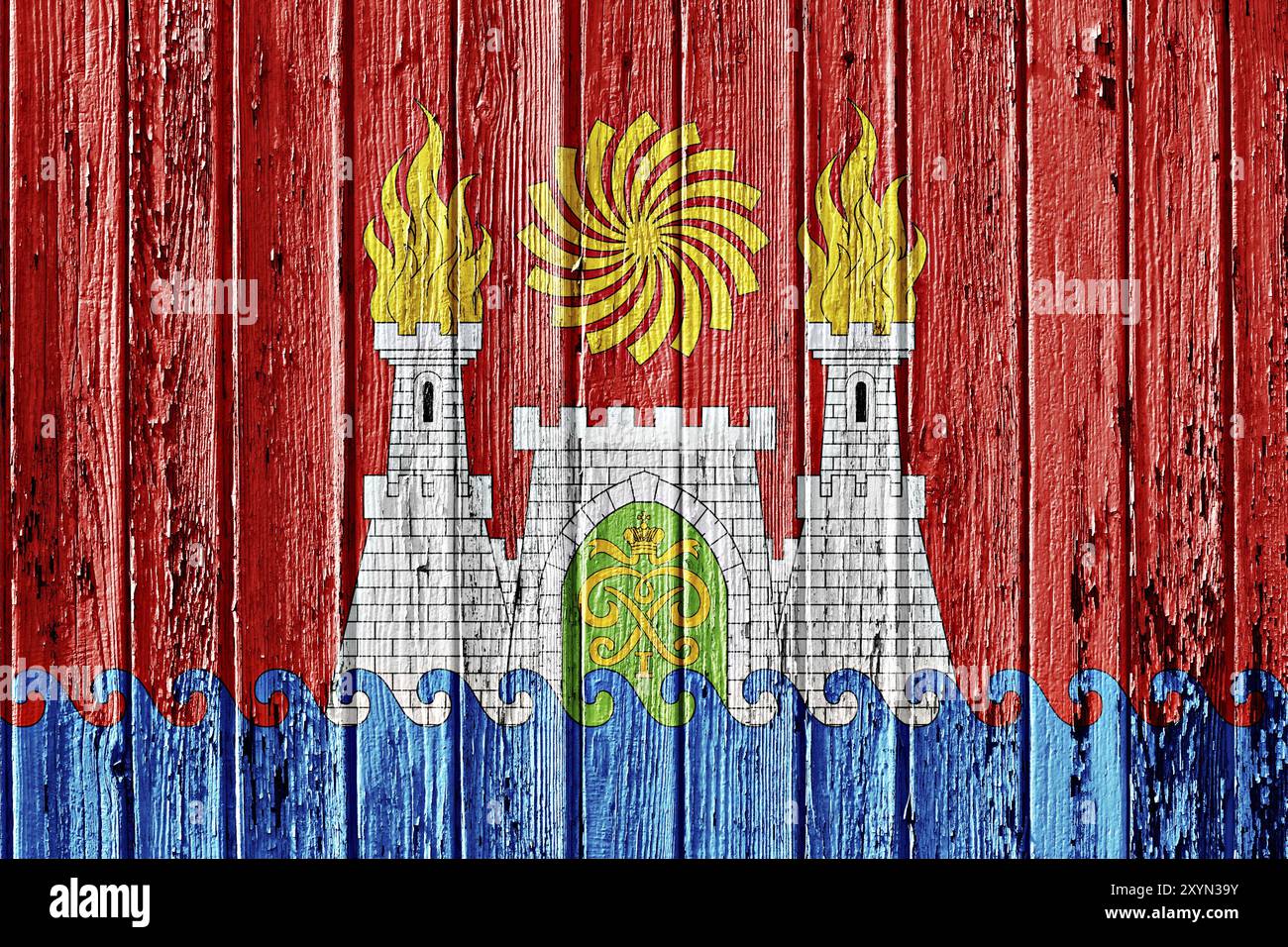 Flag of Makhachkala painted on wooden frame Stock Photo - Alamy