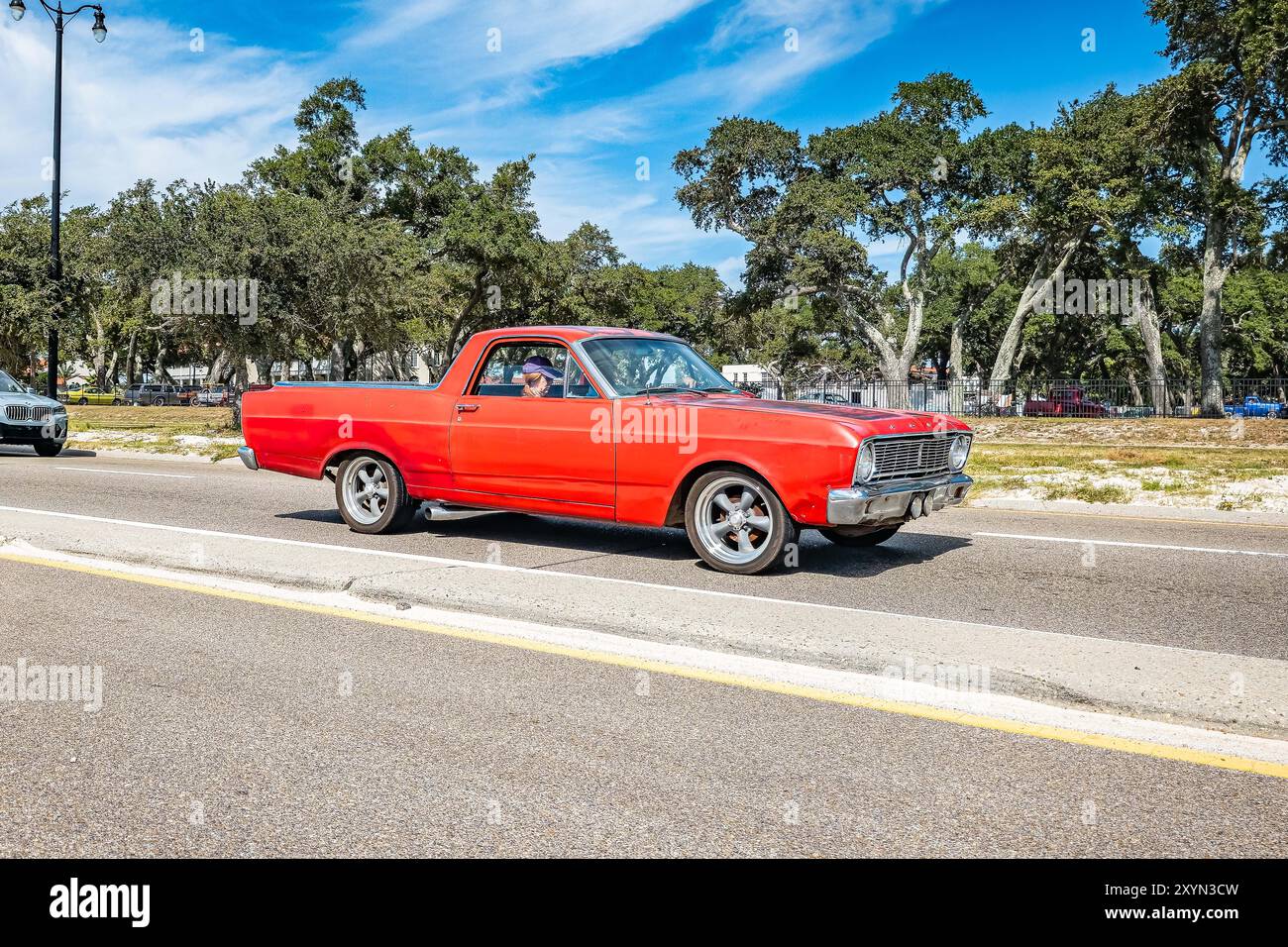 Gulfport, MS - October 07, 2023: Wide angle front corner view of a 1966 ...