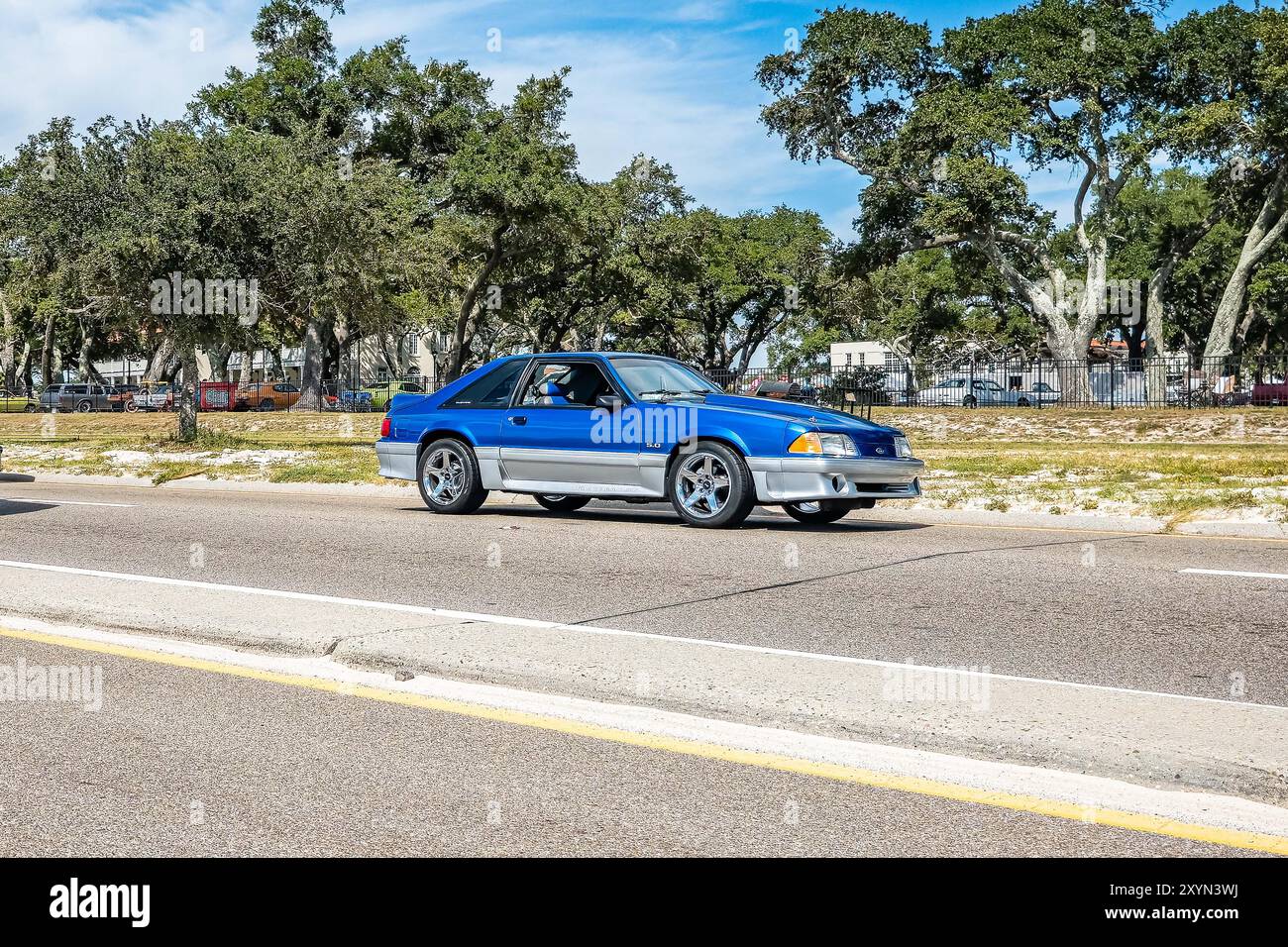Gulfport, MS - October 07, 2023: Wide angle front corner view of a 1990 ...